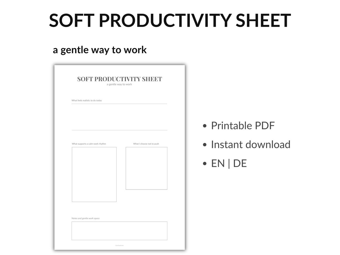 Soft Productivity Sheet | Gentle Productivity & Calm Work Rhythm ...