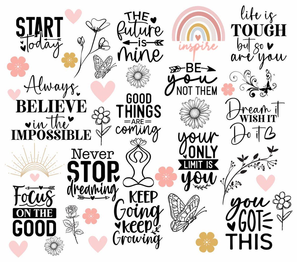 Positive Words Sticker Set - Multiple Sheets & Stickers - Etsy