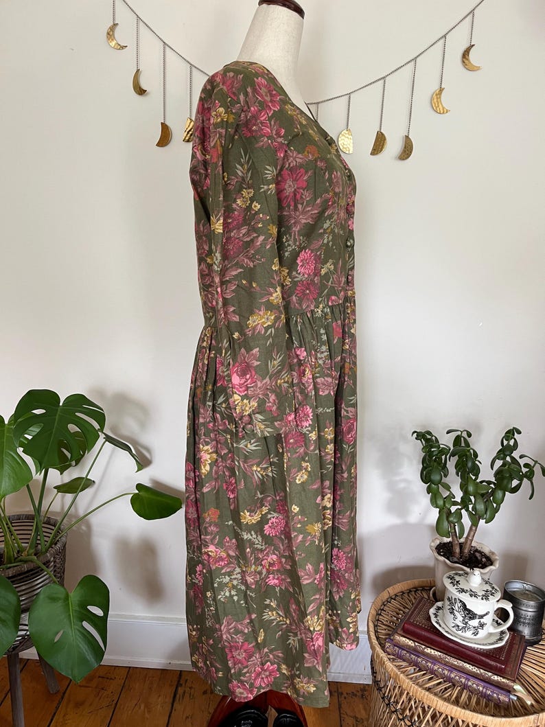 Vintage Laura Ashley Floral Midi Dress | 80s Cottagecore Wool Blend - Etsy