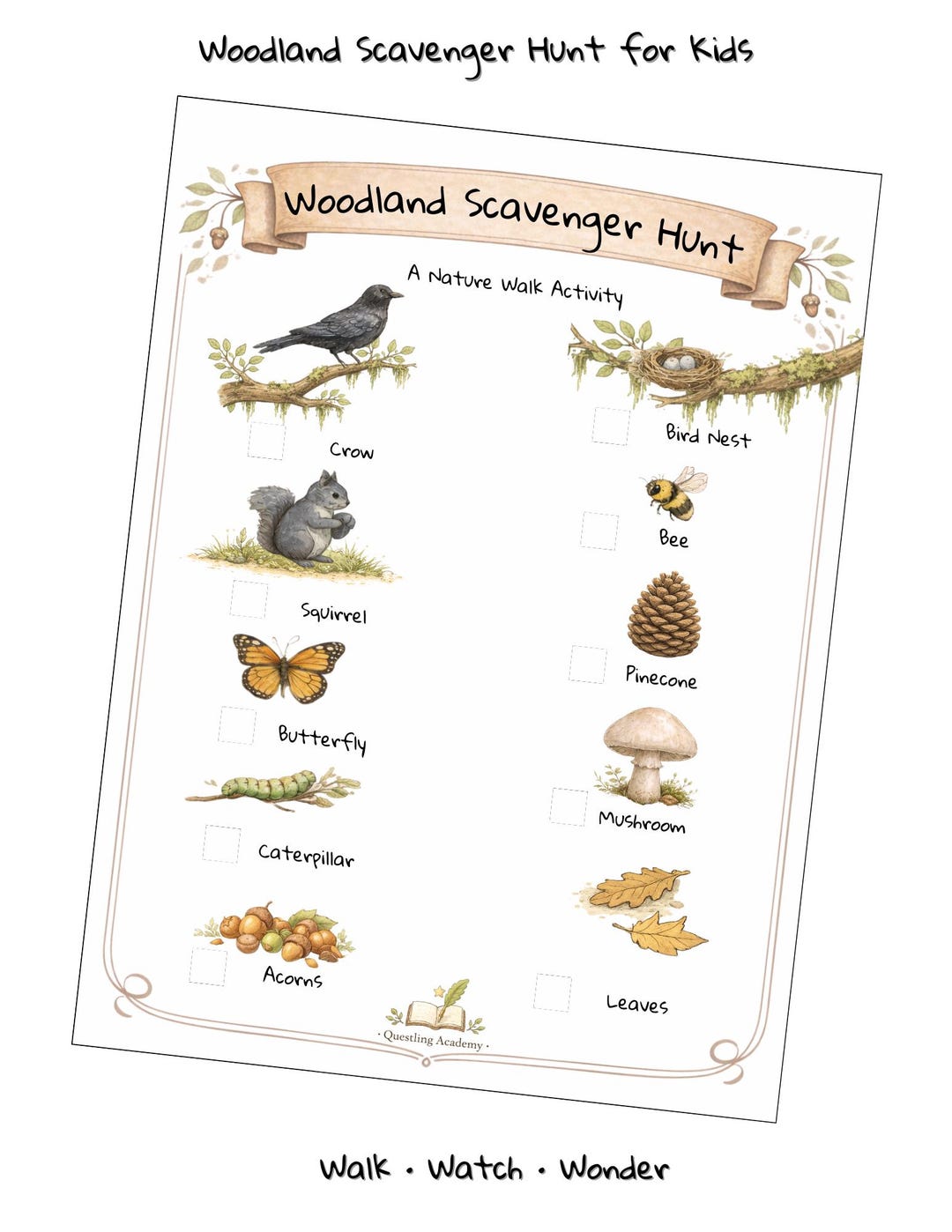 Woodland Scavenger Hunt for Kids: Nature Walk Printable & Outdoor ...