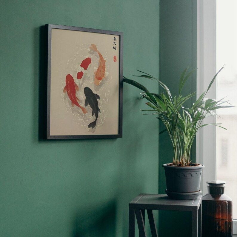 Japanese Koi Fish Print, Minimalist Zen Wall Art - Etsy