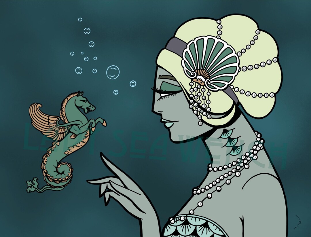 The Hippocampus Art Print, Sea Monster Art, Mermaid Art, Nautical Art ...