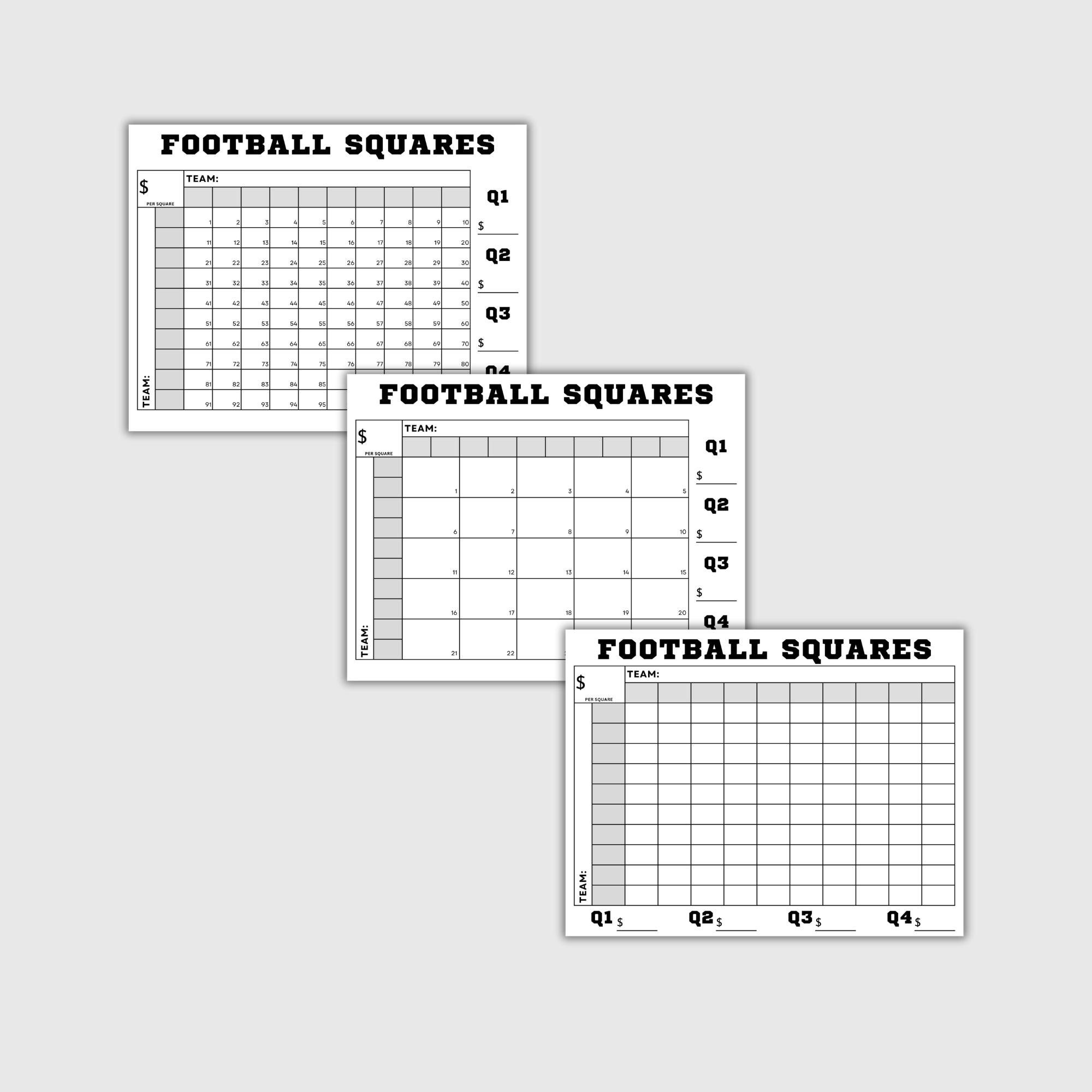 Editable Football Squares | 100 Square Football Grid | Football ...