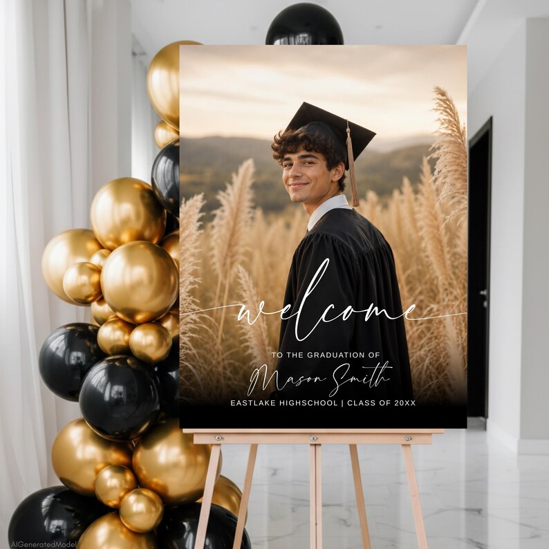 EDITABLE Photo Graduation Welcome Sign | Grad Poster Template ...