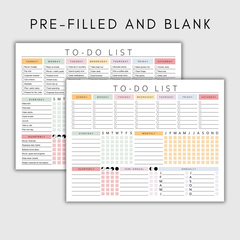 Printable to Do List Template Colorful PDF Checklist Daily Weekly ...