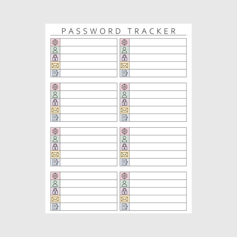 Editable Password Tracker|printable Password Tracker|password Log ...