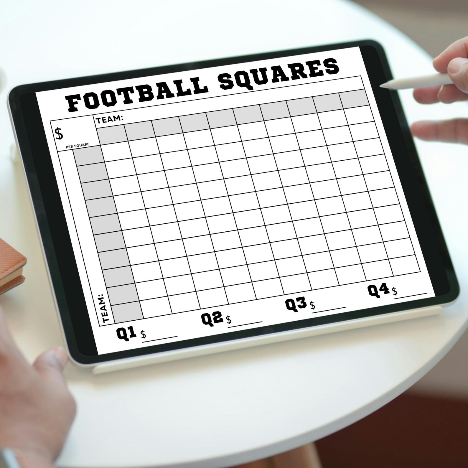Editable Football Squares | 100 Square Football Grid | Football ...