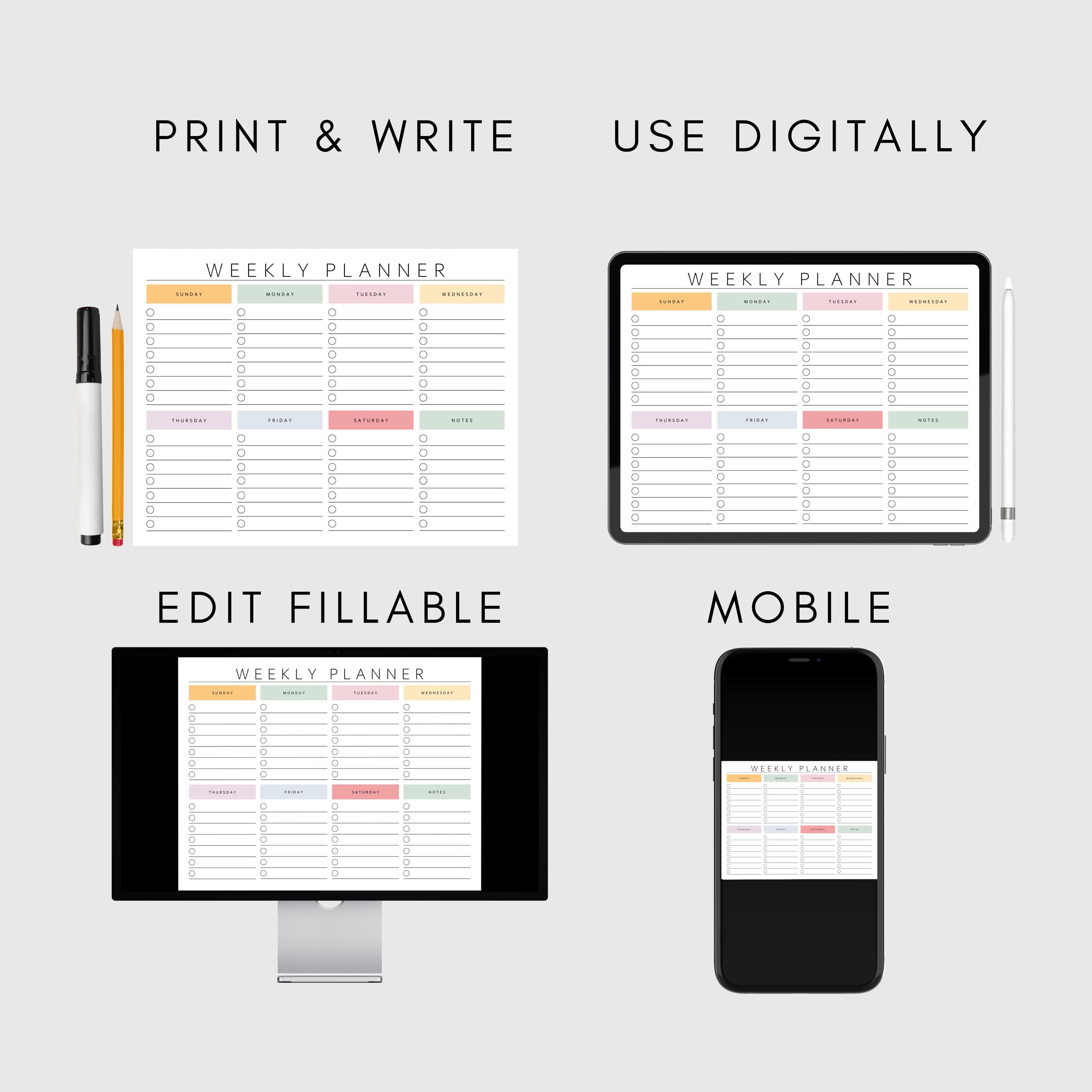 ADHD Weekly Planner Printable, Weekly Schedule for Kids, Family to Do ...