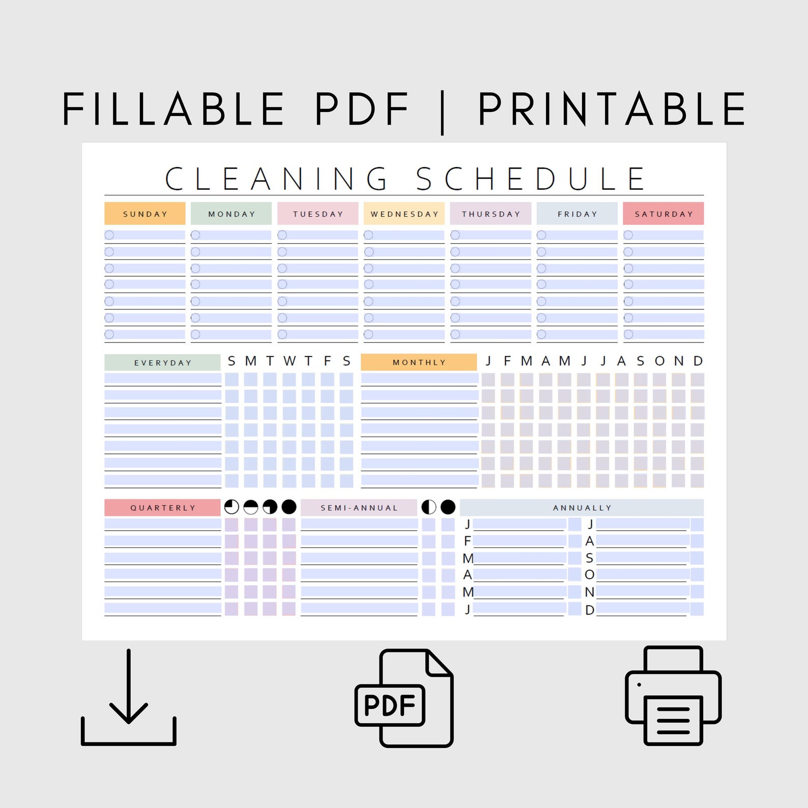 EDITABLE Cleaning Planner, Cleaning Checklist, Schedule, ADHD Cleaning ...