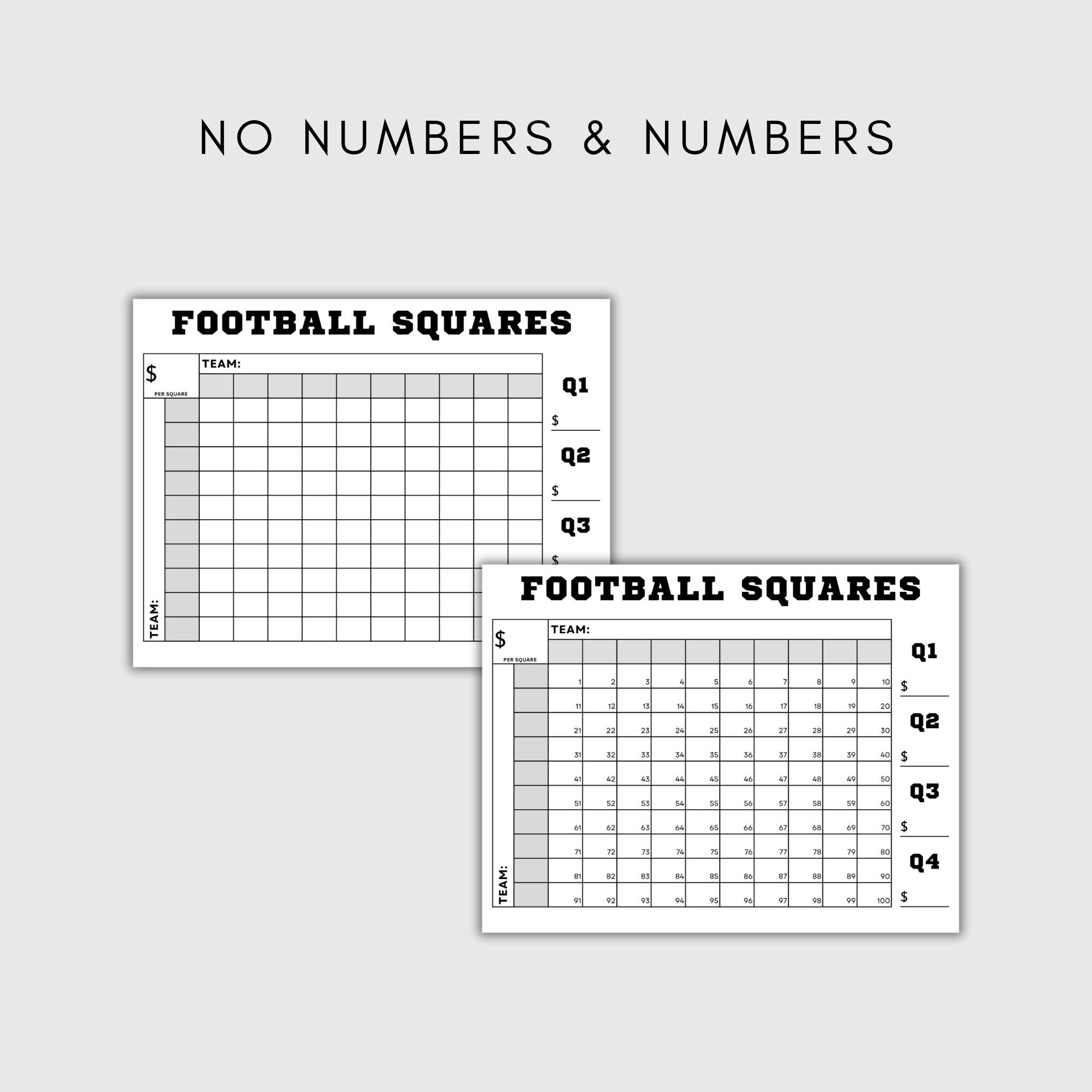 Editable Football Squares | 100 Square Football Grid | Football ...