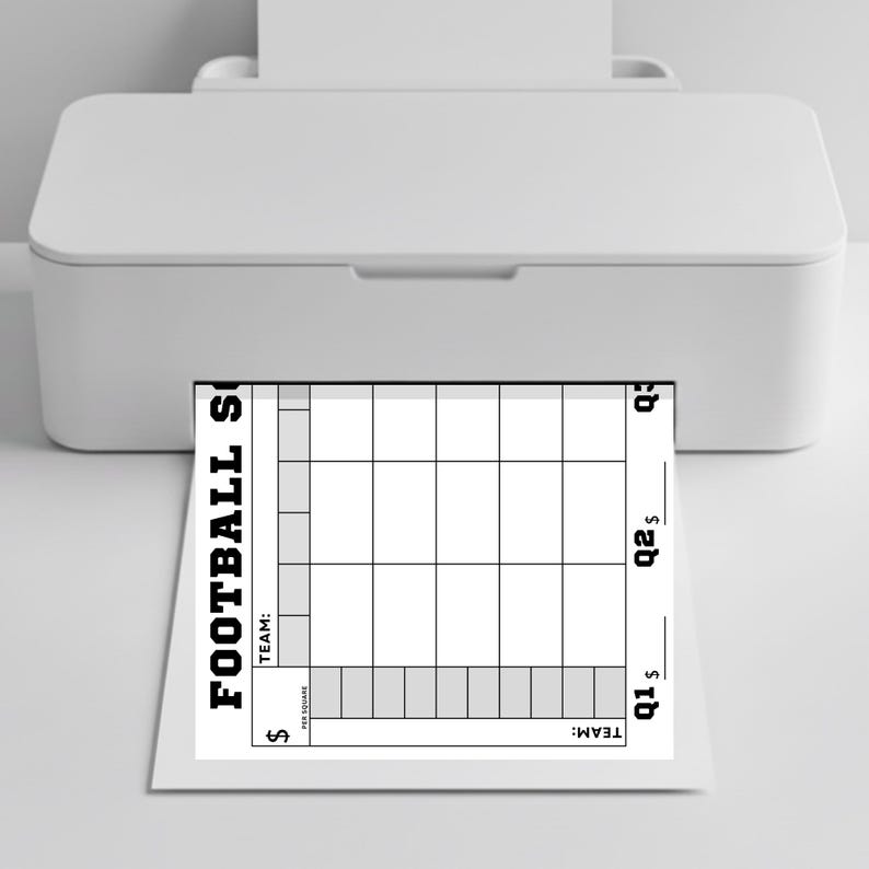 Editable Football Squares | 100 Square Football Grid | Football ...