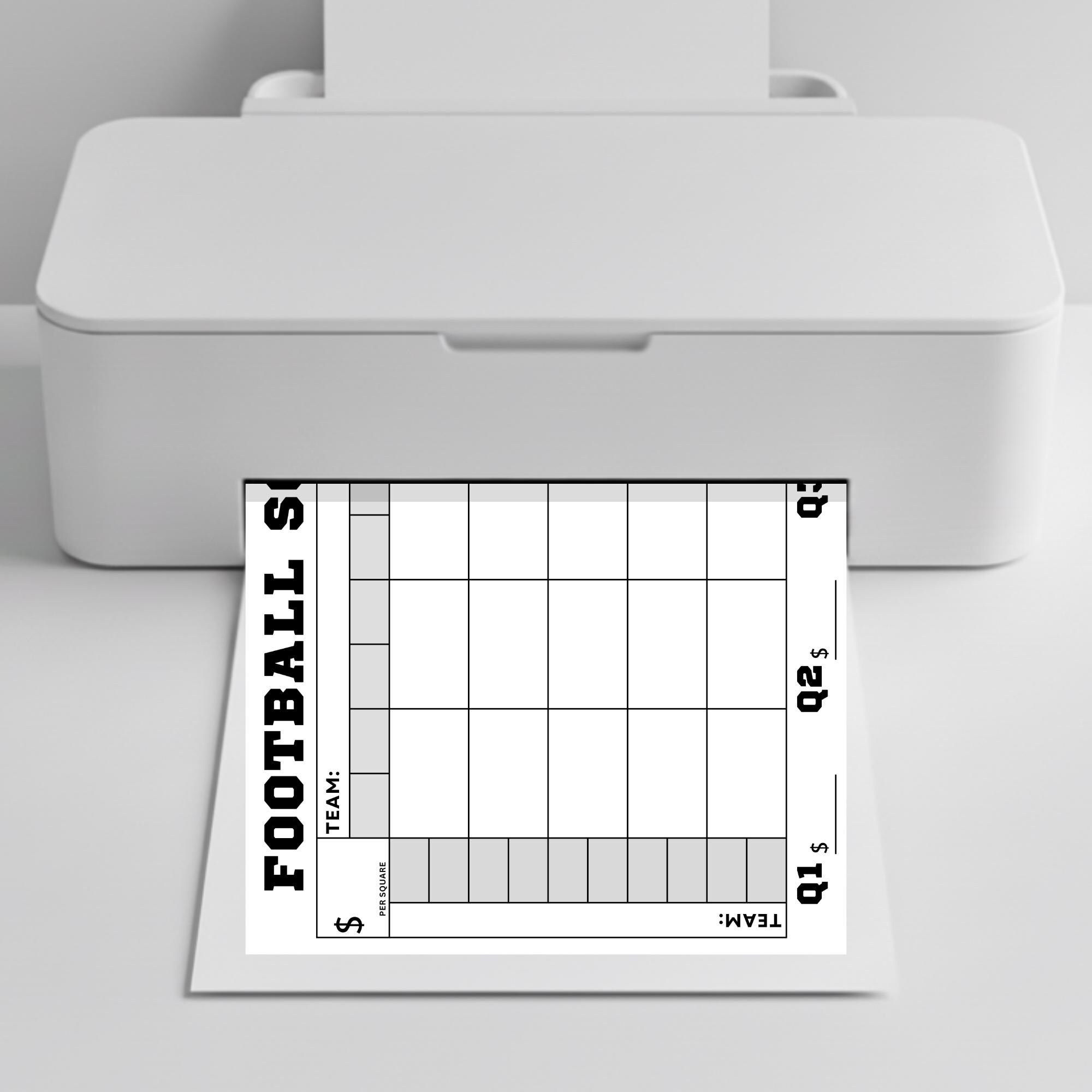 Editable Football Squares | 100 Square Football Grid | Football ...