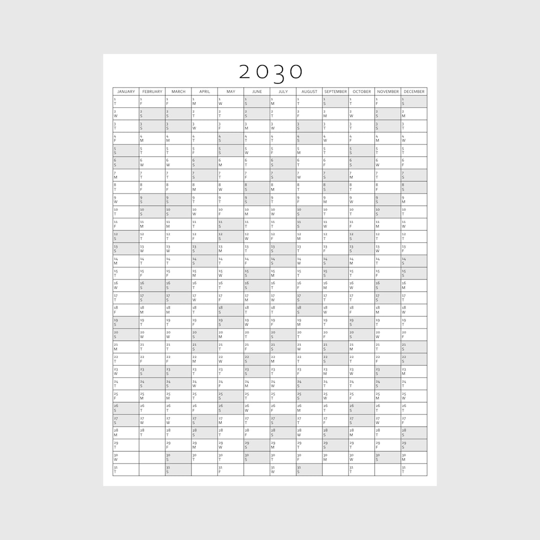 2030 Yearly Planner Printable, Yearly Planning Calendar, Calendar ...