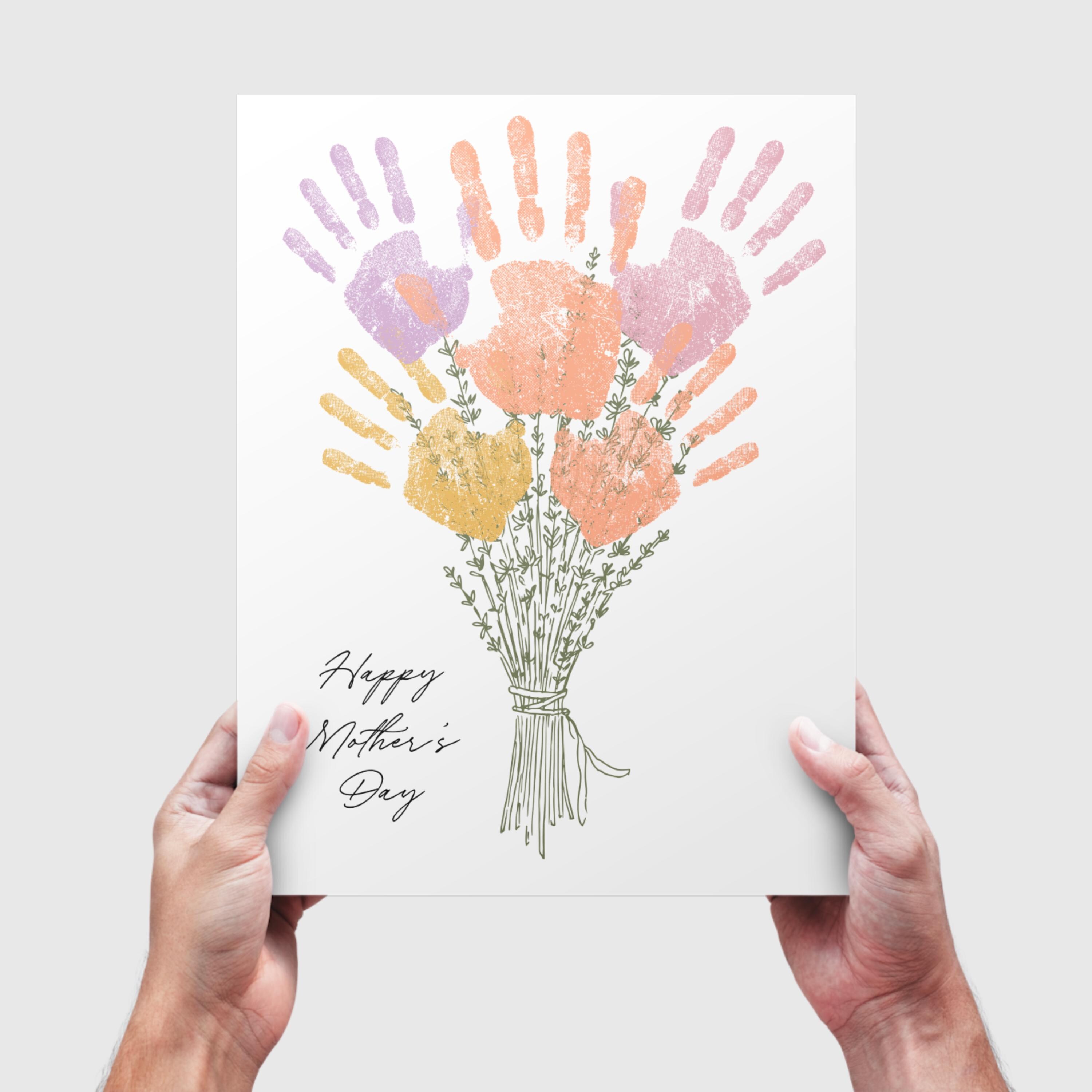 Mothers Day Gift | Bouquet Handprint Art Printable | Valentine Birthday ...