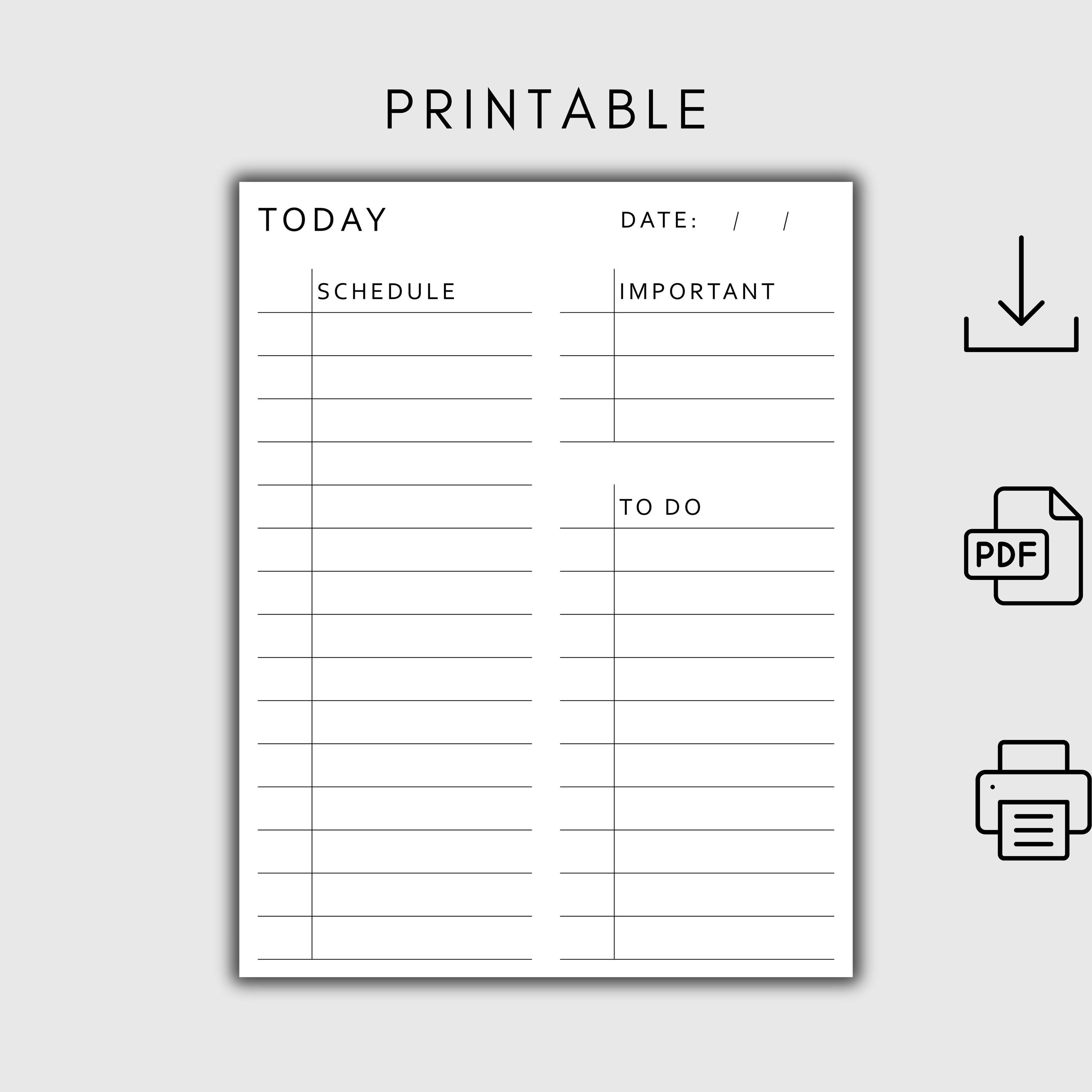 Minimalist Daily Planner Printable Fillable PDF | To-do List | Work ...