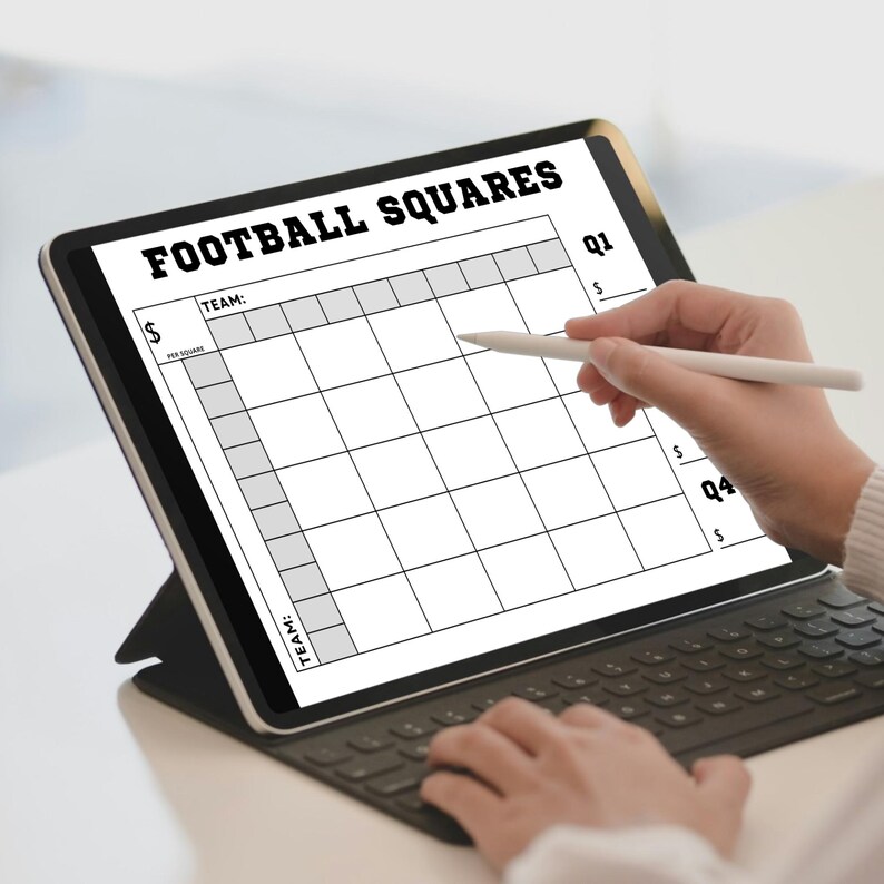 Editable Football Squares | 100 Square Football Grid | Football ...