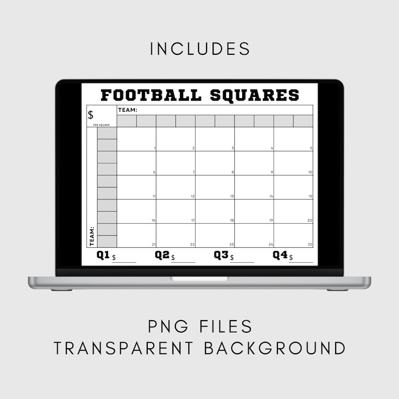 Editable Football Squares | 100 Square Football Grid | Football ...