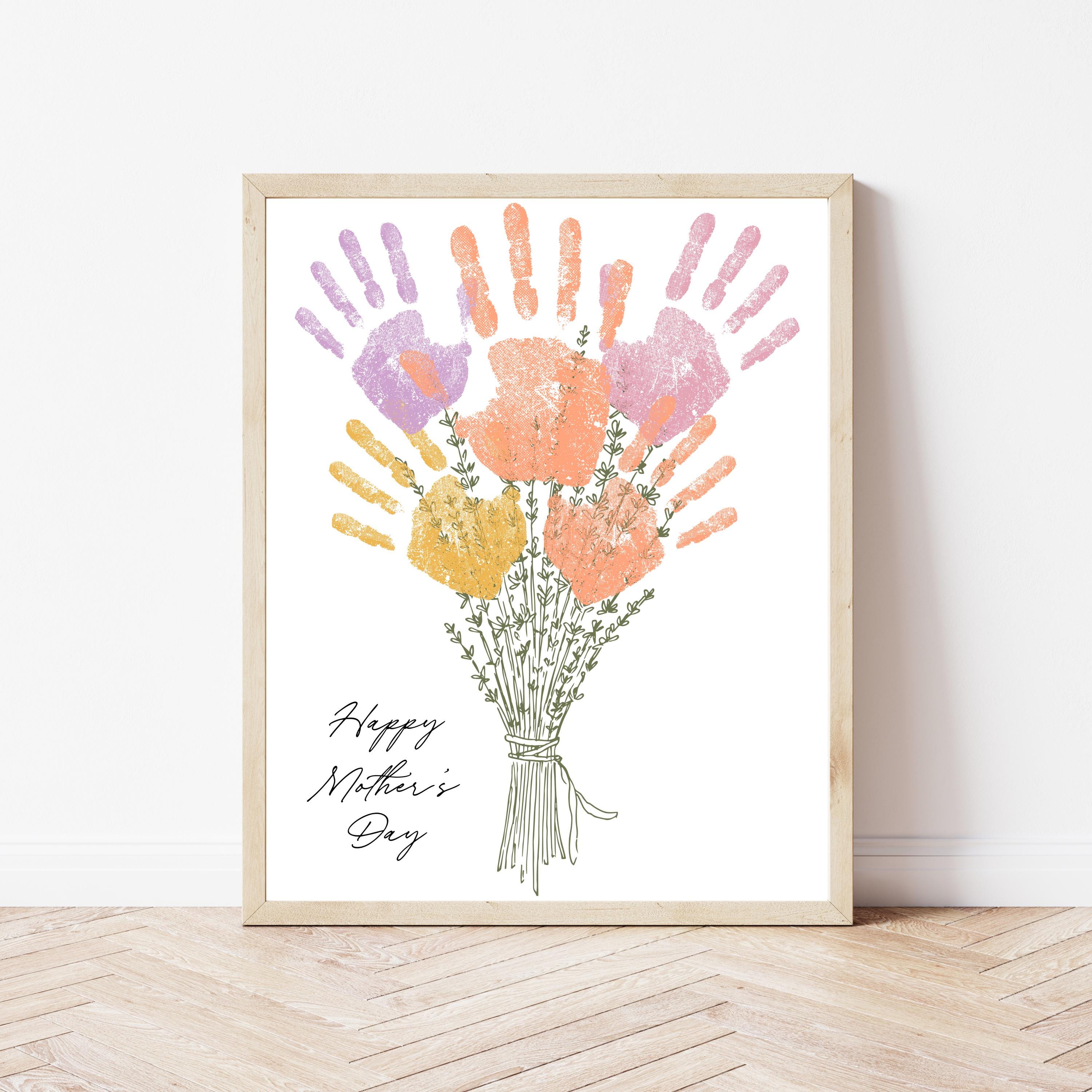 Mothers Day Gift | Bouquet Handprint Art Printable | Valentine Birthday ...