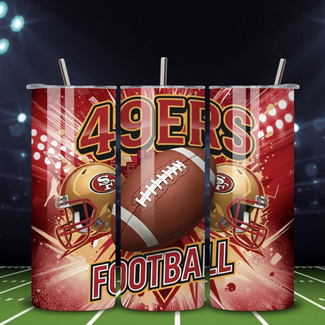 49ERS Football Tumbler Wrap PNG, American Football 20oz Skinny Tumbler ...