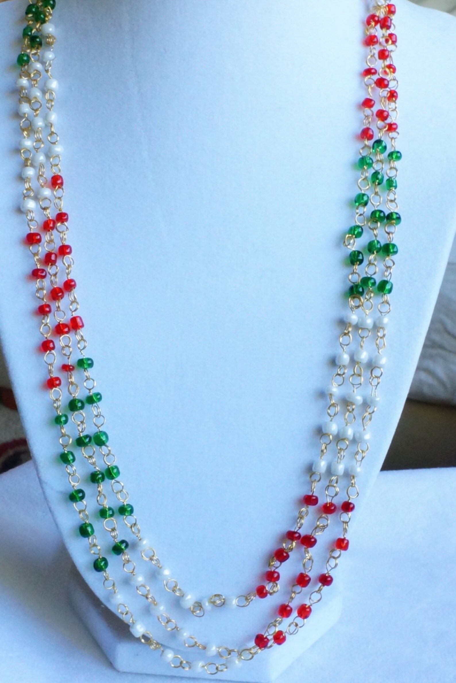 Wire Wrapped Multi Color Necklace / Multi Color Bead Necklace / 3 ...