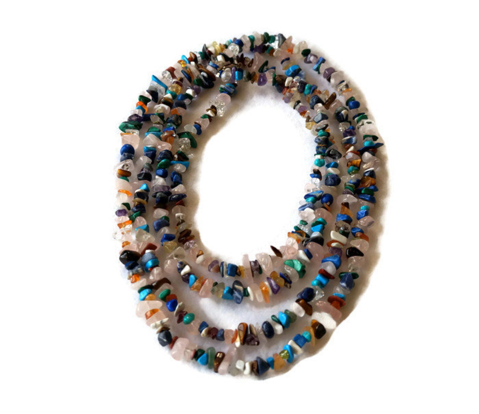 Multi Color Gemstone Chip Necklace, Semi Precious Chip Necklace, Extra ...