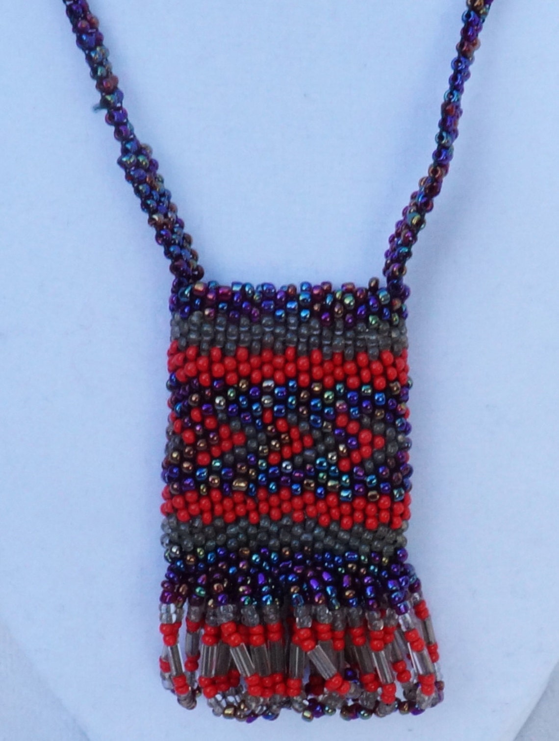 Seedbead Amulet/ Seed Bead Necklace / Seed Bead Purse Necklace - Etsy