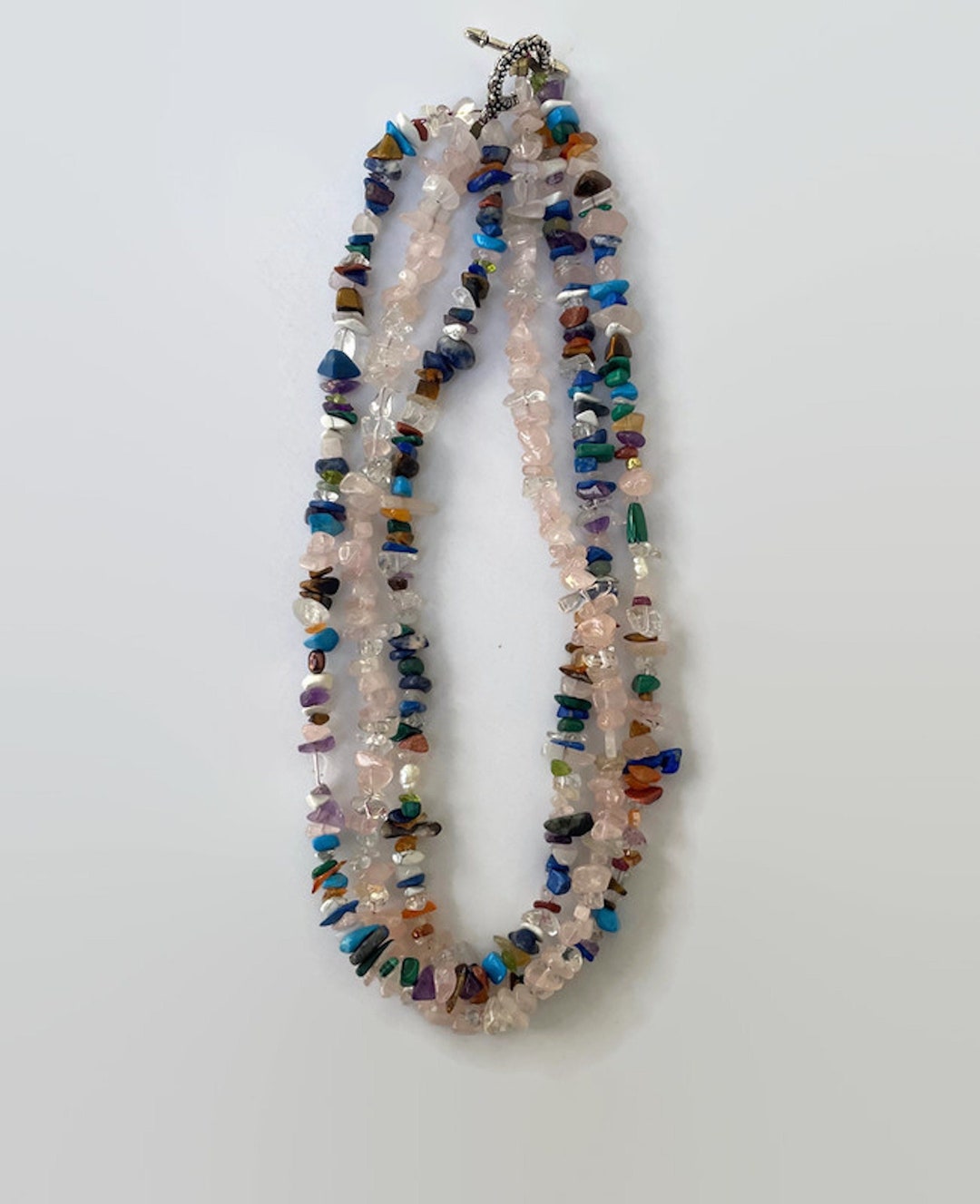 3 Strands Gemstone Chip Necklace, Semi Precious Chip Necklace,multi ...