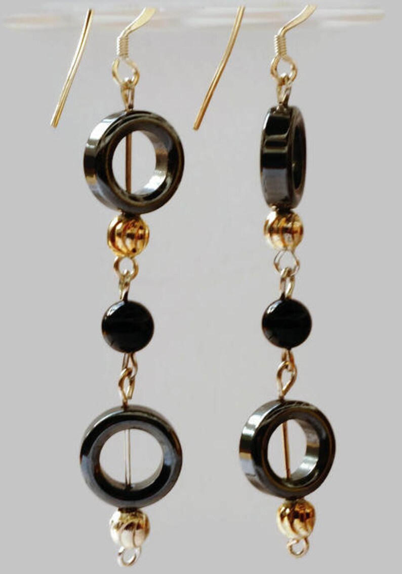 Hematite Earrings Hematite Circle Drop Earrings Hematite With