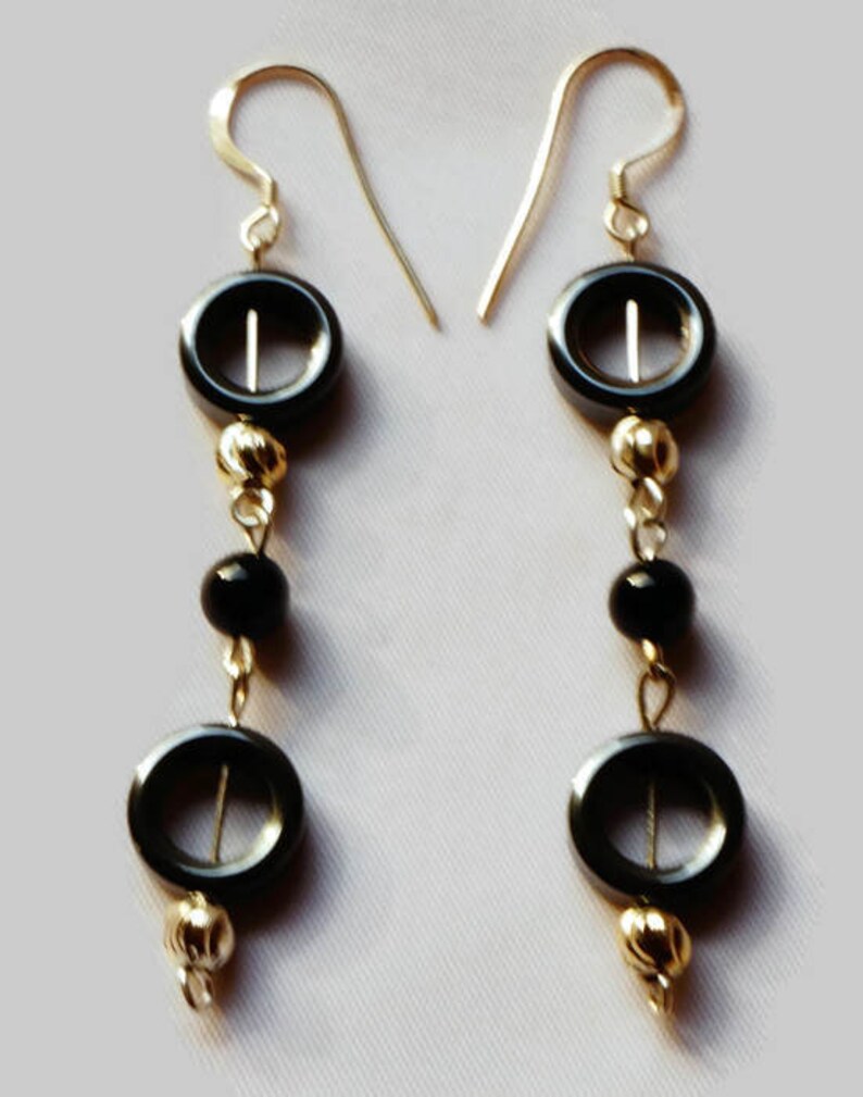 Hematite Earrings Hematite Circle Drop Earrings Hematite With