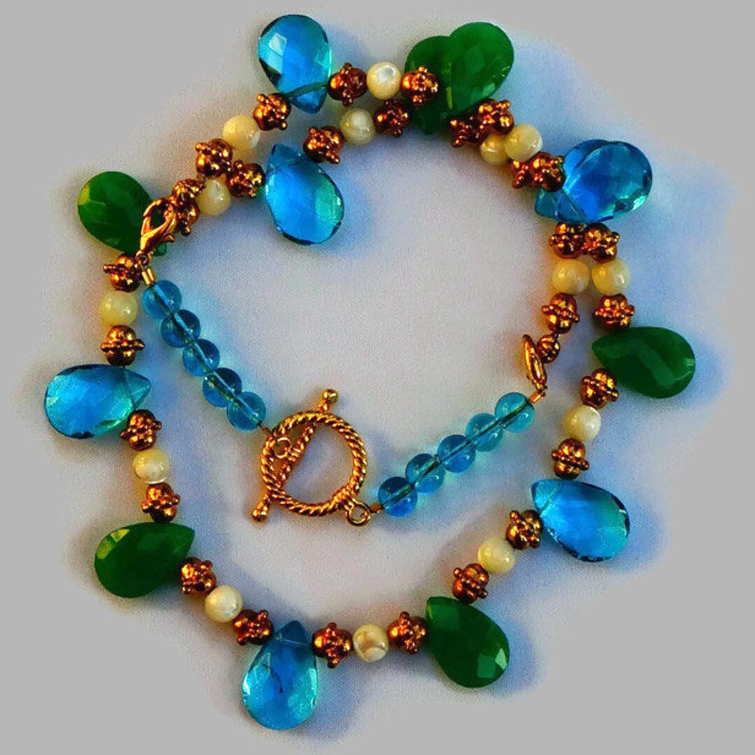 Blue Green Agate Necklace, Gemstone Necklace, Semi Precious Stones ...