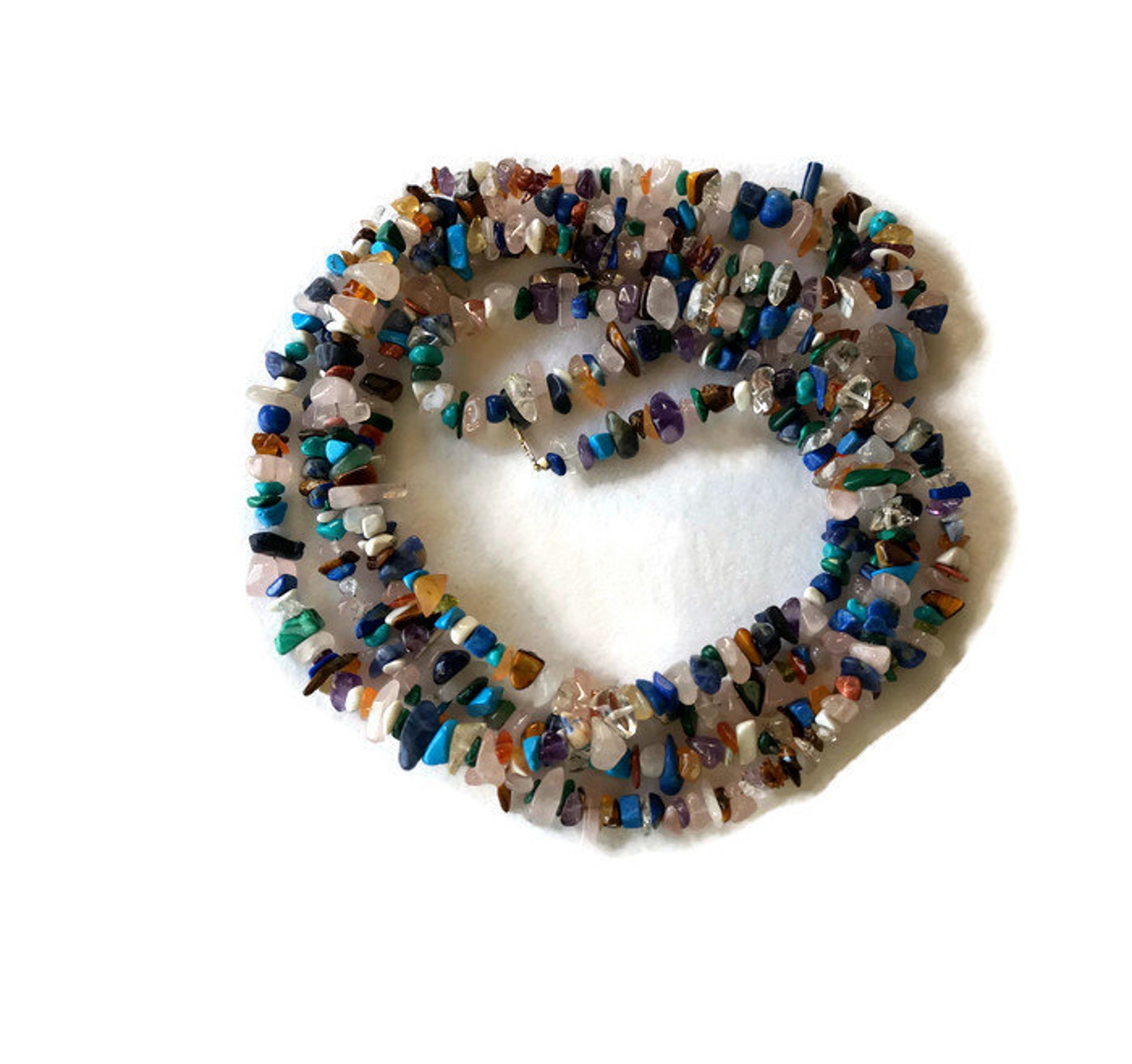 Multi Color Gemstone Chip Necklace, Semi Precious Chip Necklace, Extra ...