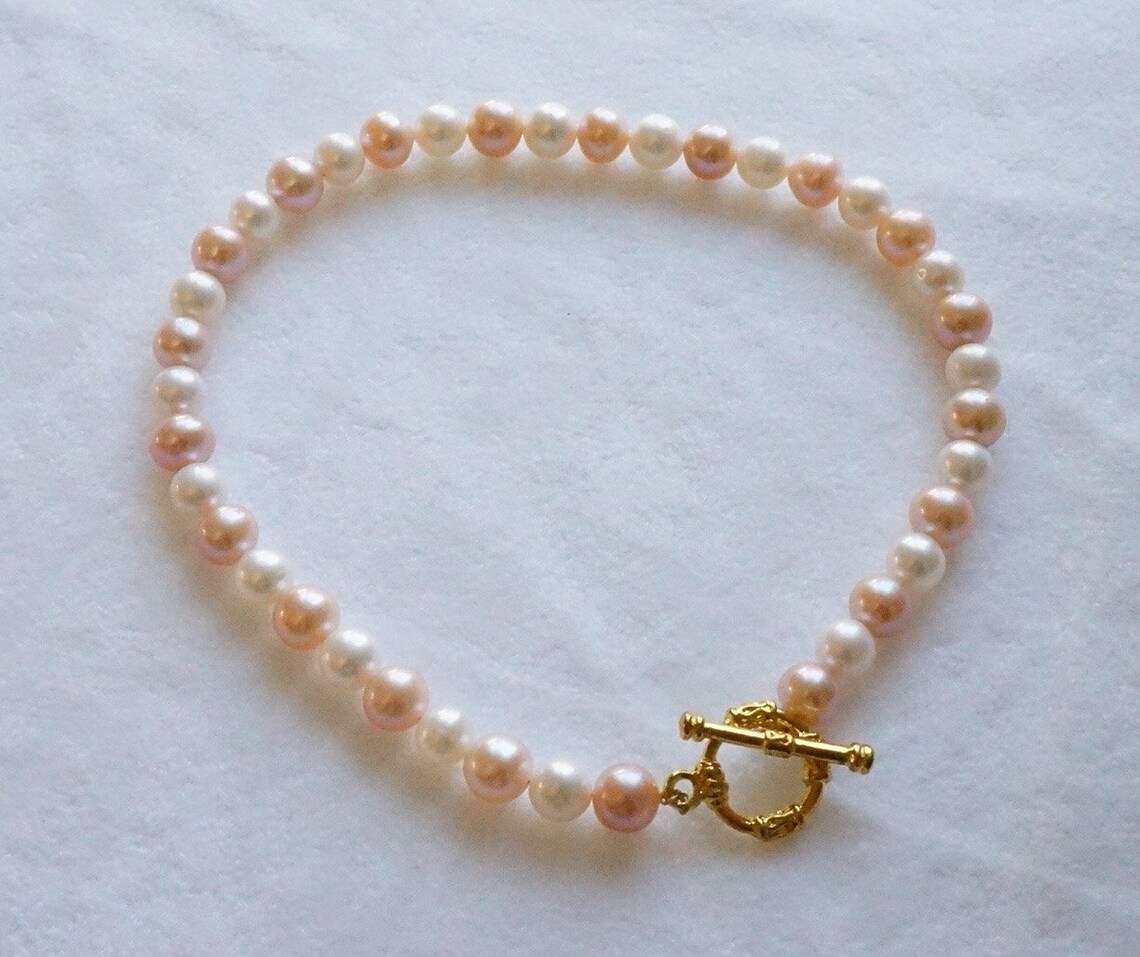 Cultured Pearls Anklet / Two Color Pearl Anklet / Freshwater - Etsy
