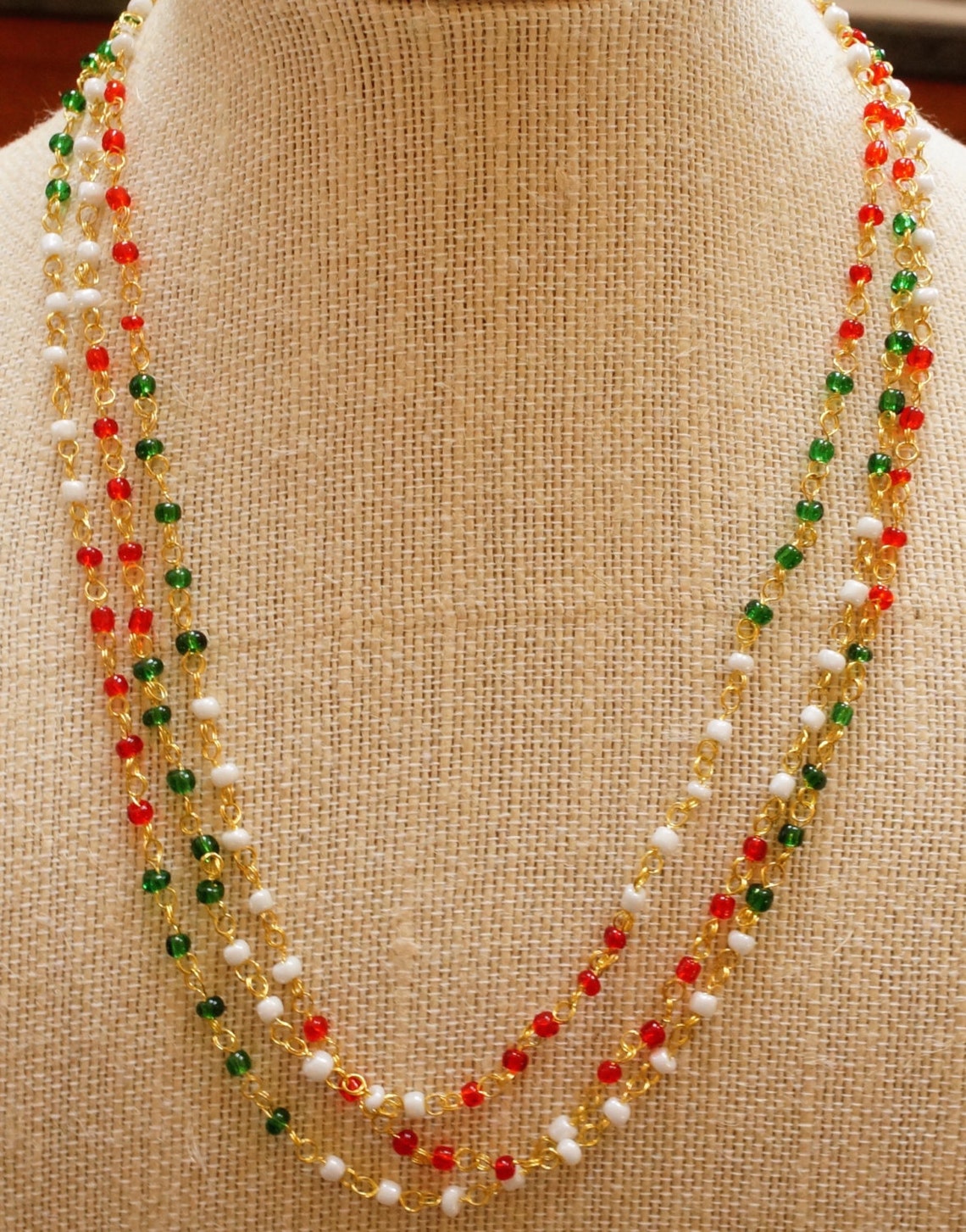 Wire Wrapped Multi Color Necklace / Multi Color Bead Necklace / 3 ...