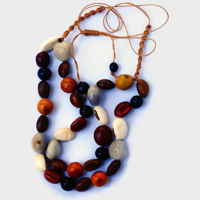 Buy Natural Seed Necklace, Chunky Necklace, Multi Strands Necklace ...
