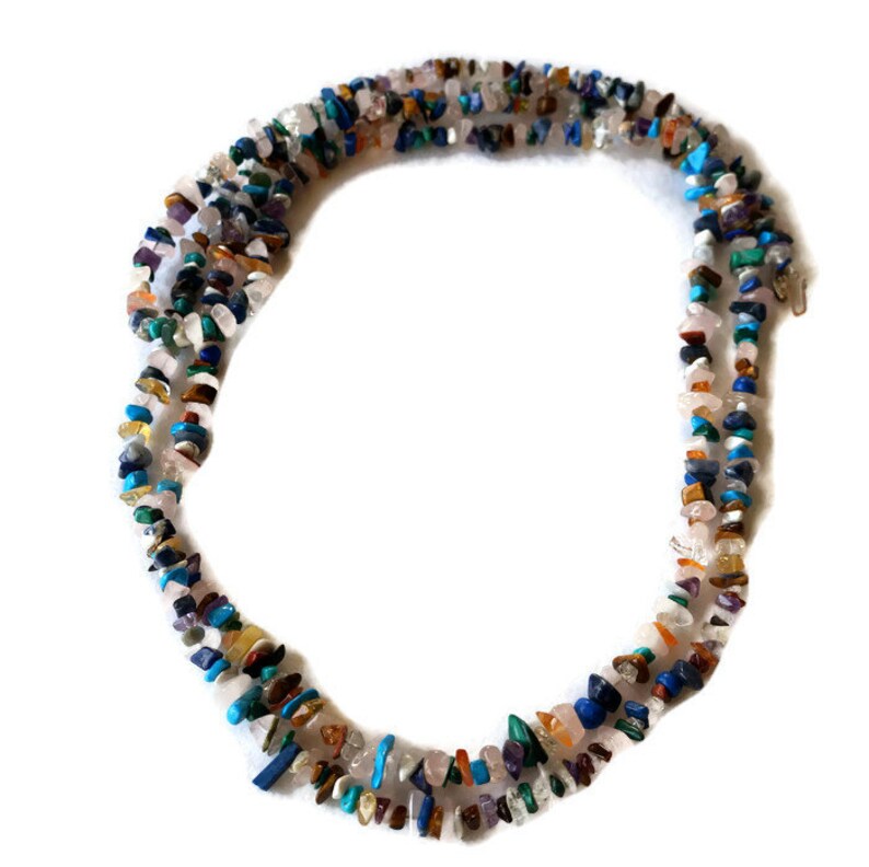 Multi Color Gemstone Chip Necklace, Semi Precious Chip Necklace, Extra ...