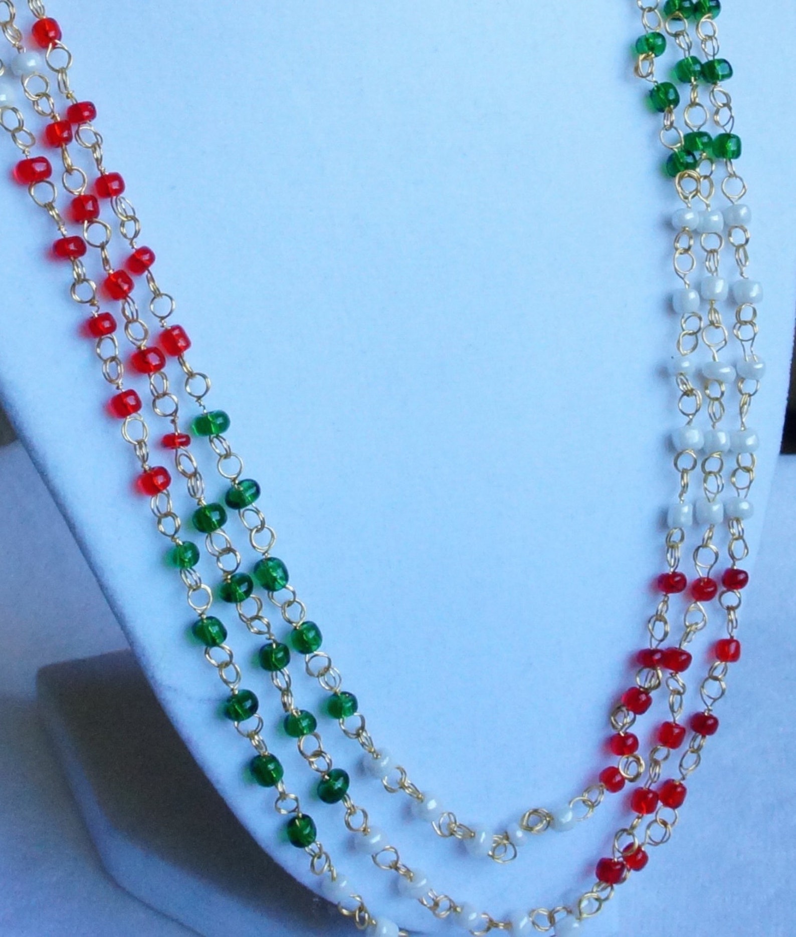 Wire Wrapped Multi Color Necklace / Multi Color Bead Necklace / 3 ...