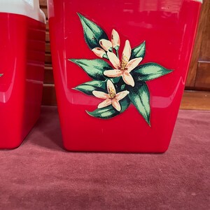 Vintage Red Floral Canister Set - Etsy