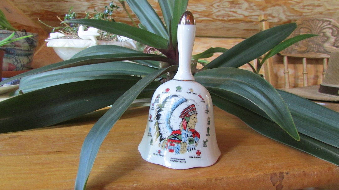 Native American Collectible Bell Porcelain Symbols Chief Headdress - Etsy