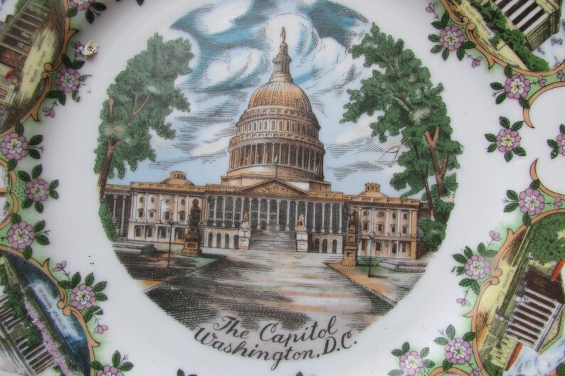 Vintage State Plate Washington DC State Souvenir Colorful - Etsy