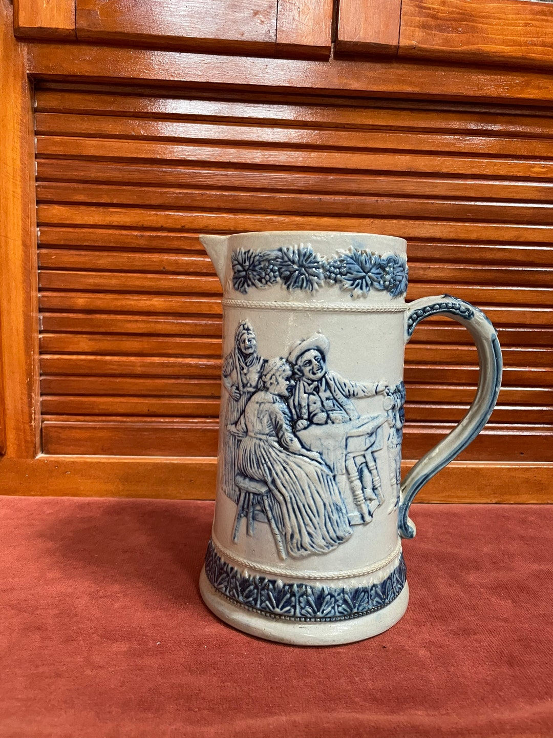 Vintage Large Salt Glazed Cobalt Blue Beer Pitcher Stein - Etsy