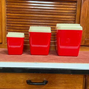 Vintage Red Floral Canister Set - Etsy