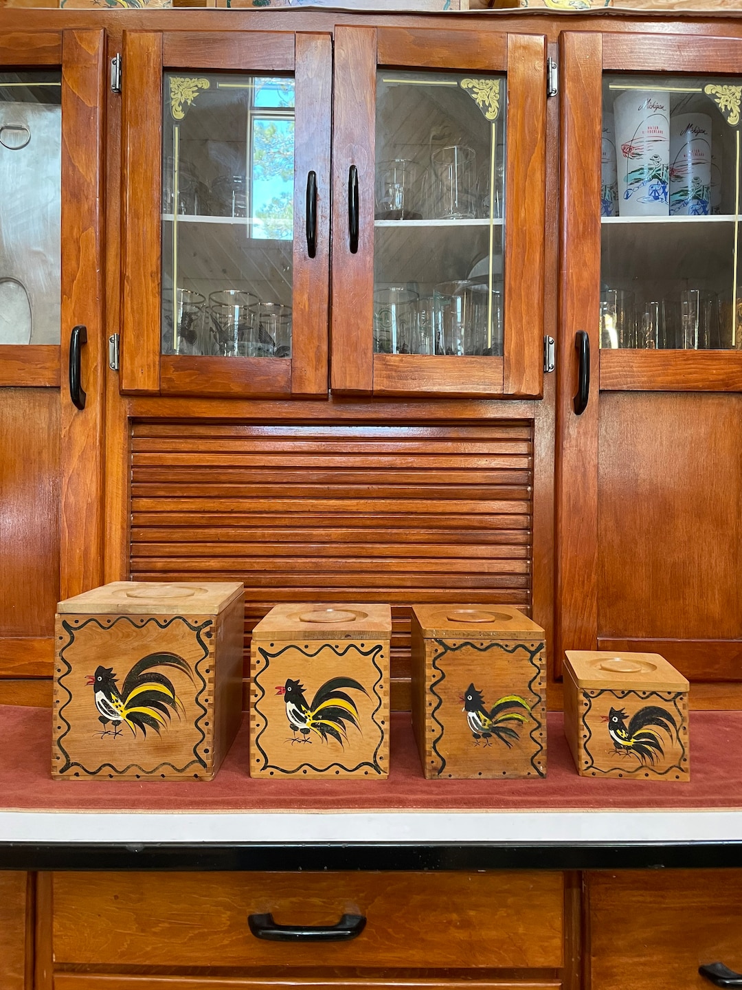 Vintage Wooden Rooster Storage Boxes - Etsy