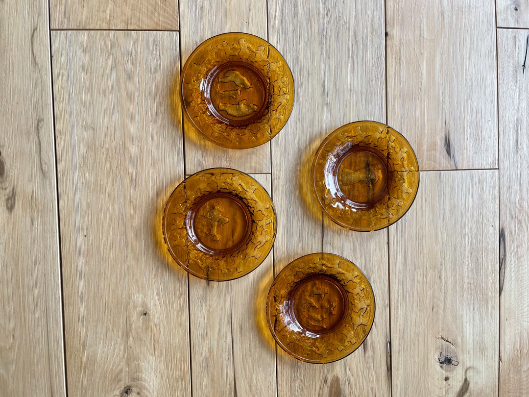 Set of Four Amber Glass Nursery Rhyme Plates Vintage Little Bo Peep - Etsy
