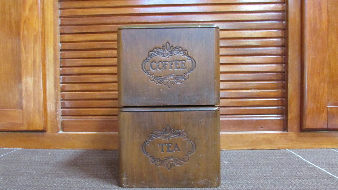 Vintage Wooden Coffee and Tea Storage Containers Stackable Camper ...