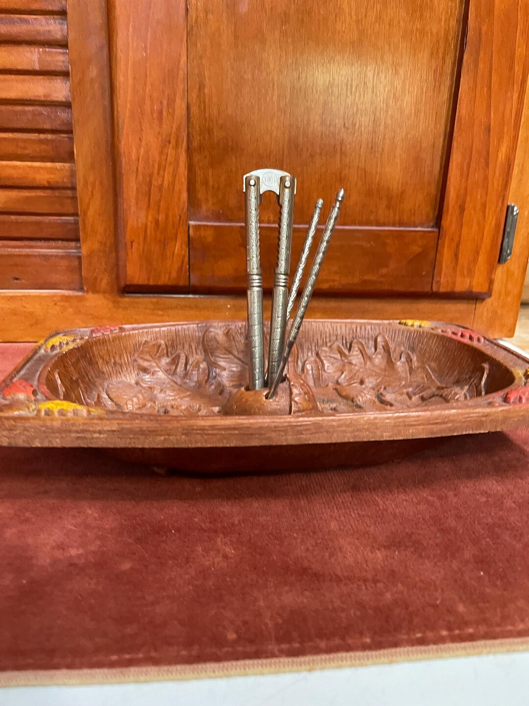 Vintage Acorn Pattern Nut Bowl and Cracker - Etsy