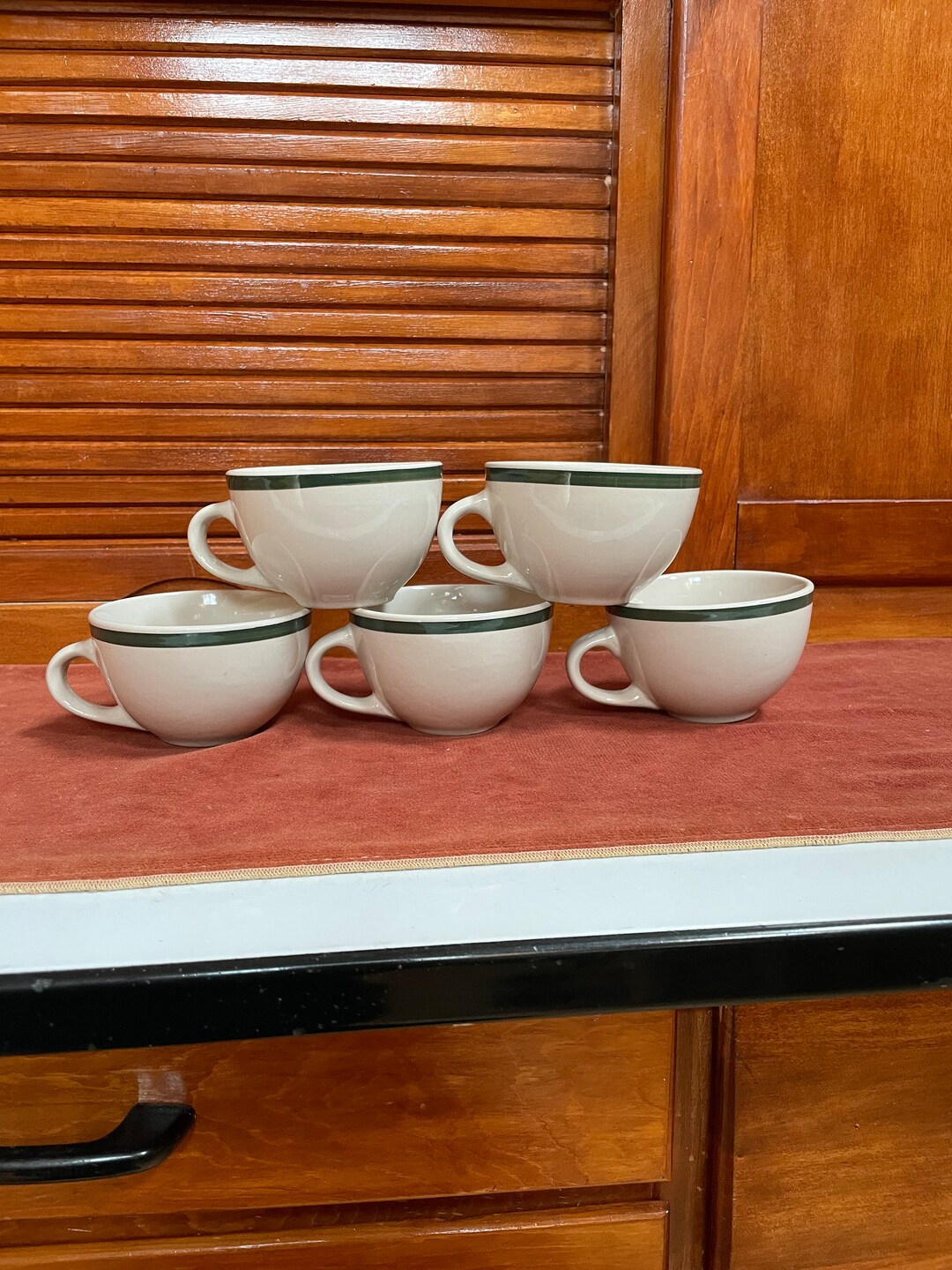 Vintage Gibson Green Stripe Coffee Cups - Etsy