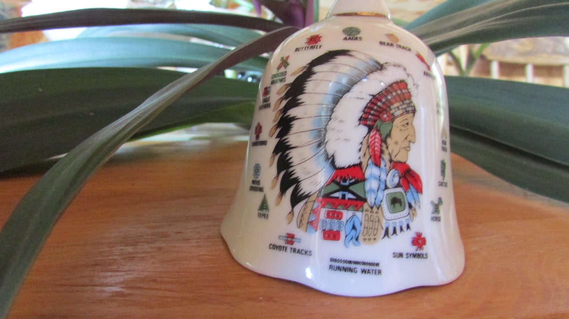 Native American Collectible Bell Porcelain Symbols Chief Headdress - Etsy