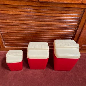 Vintage Red Floral Canister Set - Etsy