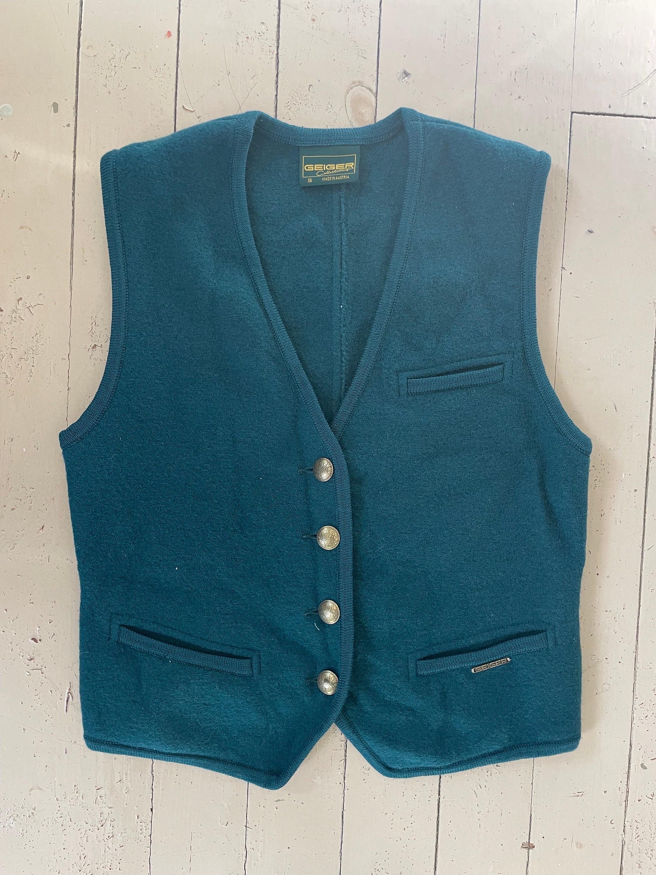 Vintage 80s Geiger Vest Boiled Wool Jade Geiger - Etsy