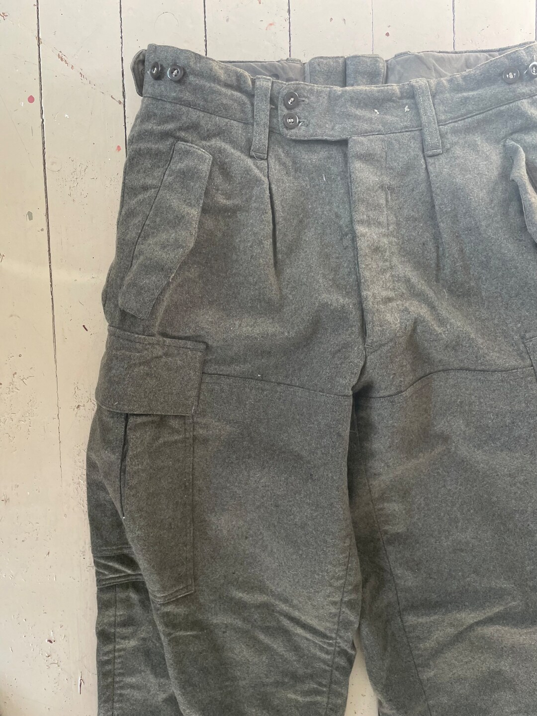 Vintage Wool Military Pants Cargo Button Fly - Etsy